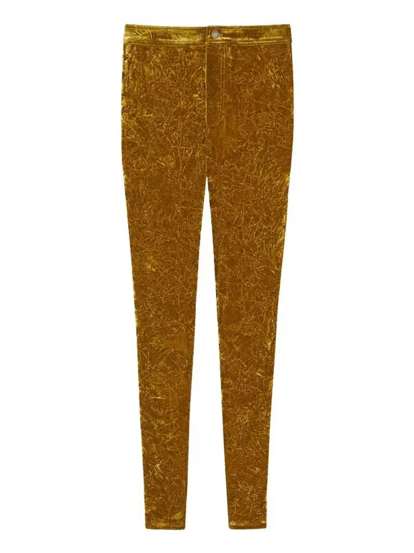 Saint Laurent Velvet Straight Leg Trousers - Brown