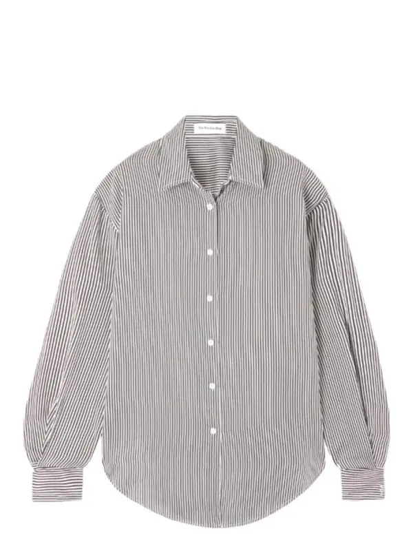 THE FRANKIE SHOP Lui Striped Woven Shirt - Gray