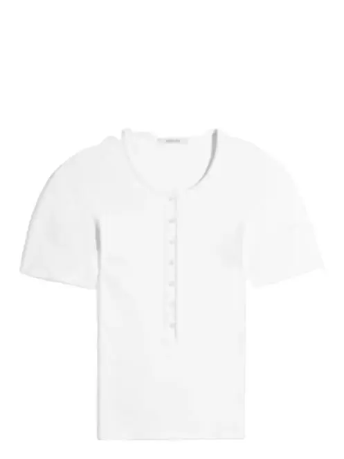 LEMAIRE Buttoned Ribbed Short-sleeved Top - Milky White