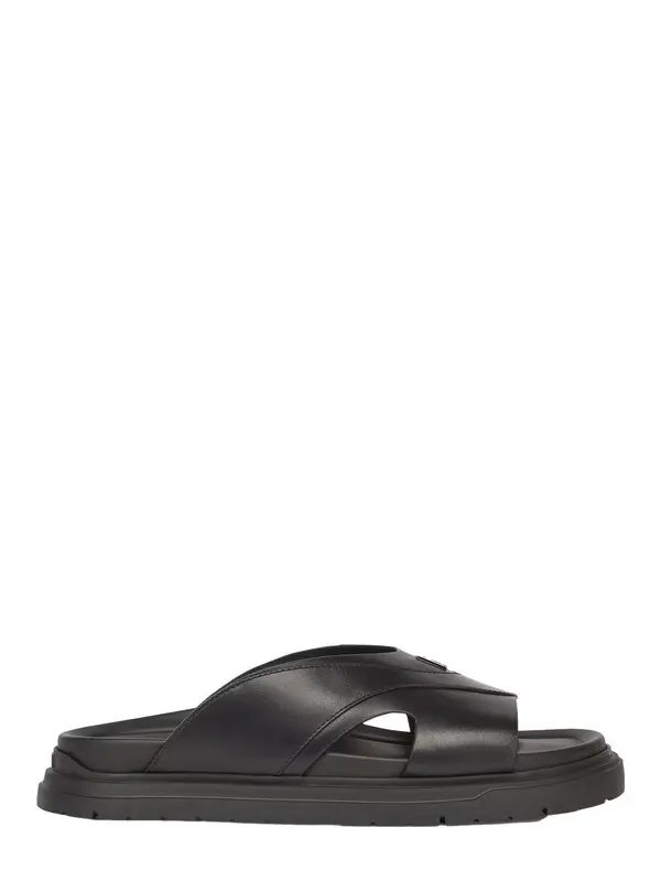Fendi Leather Slides - Black