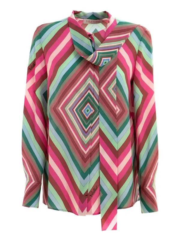 Valentino Garavani Striped Shirt With Bow Detail - Red