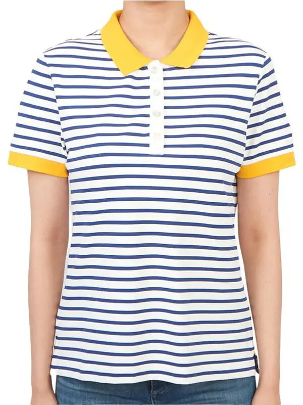Saint James Striped Short-sleeve Polo Shirt - White