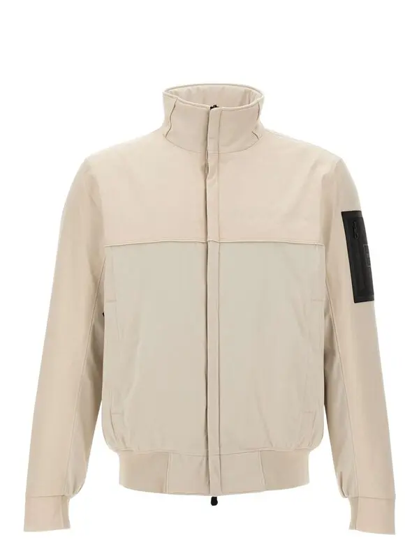 Hugo Boss High Neck Panelled Zip-up Jacket - Nude
