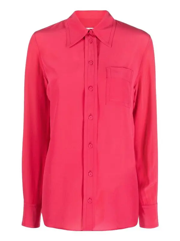 LANVIN Long-sleeved Button-down Shirt With Pointed Collar - Red