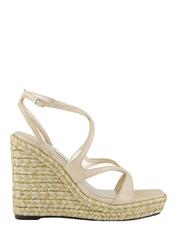JIMMY CHOO Square Toe Wedge Sandals - Light Gold