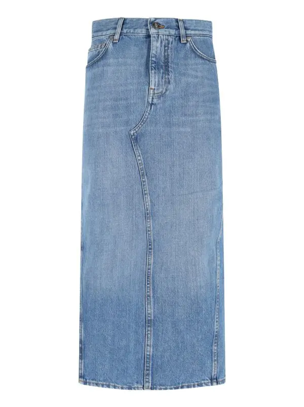 Givenchy Logo Patch Denim Skirt - Medium Blue