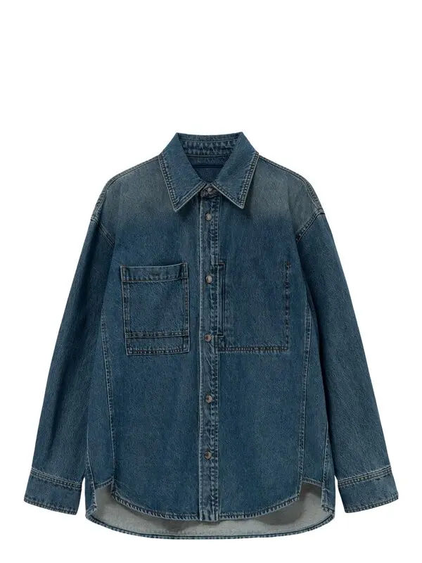WOOYOUNGMI Floral Embroidered Denim Shirt - Blue