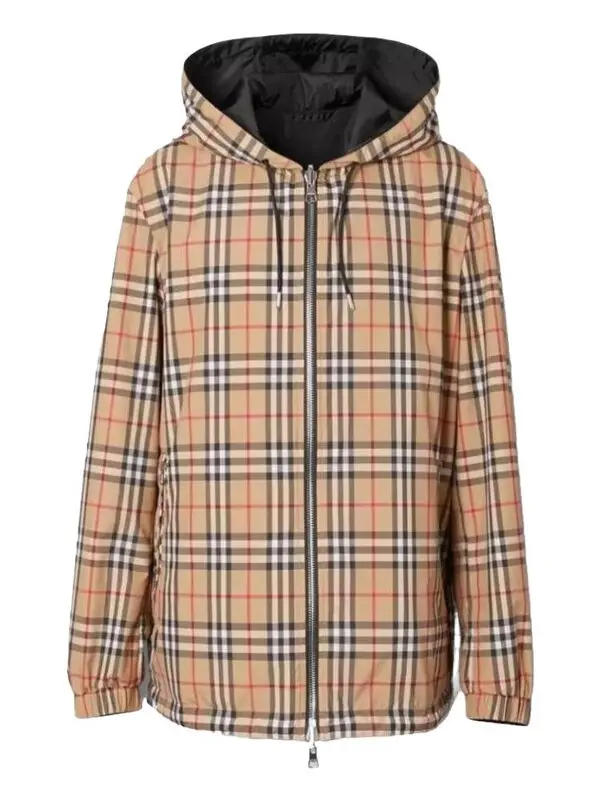 Burberry Vintage Checked Reversible Hooded Jacket - Nude