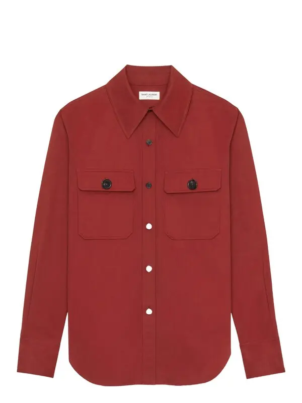 Saint Laurent Saharienne Oversized Shirt - Deep Red