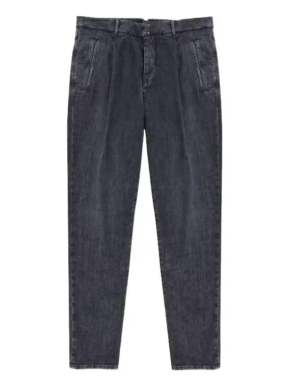 Incotex Pleated Denim Jeans - Black