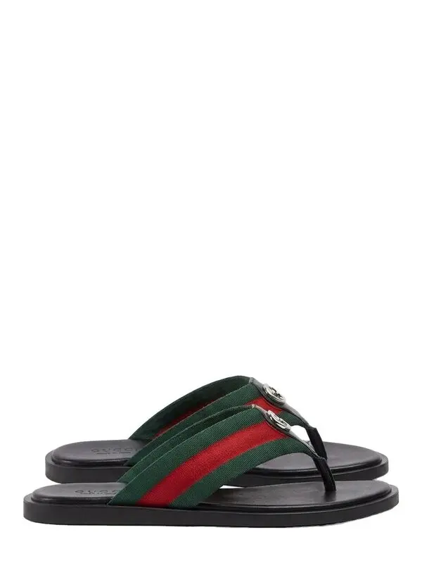 Gucci Interlocking G Thong Sandals - Green And Red