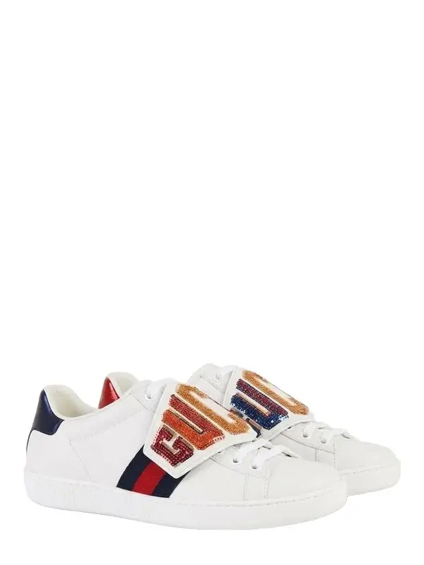 Gucci Ace Detachable Bead Logo Sneakers - White