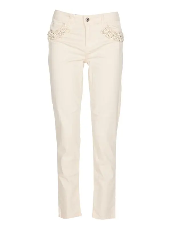 Liu Jo Embellished Logo Jeans - White