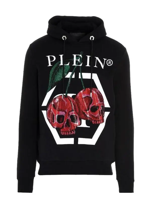 Philipp Plein Embellished Skull Cherry Hoodie - Black