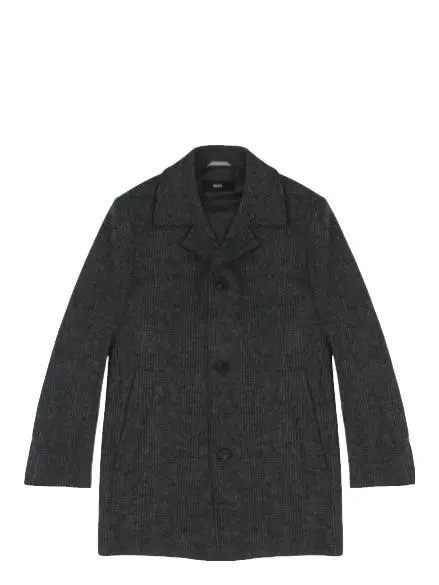 Hugo Boss Tailored Long-sleeved Coat With Notched Lapel - Black