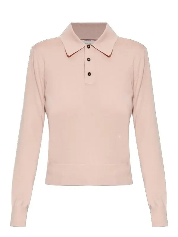 Bottega Veneta Long Sleeve Polo Top - Cameo