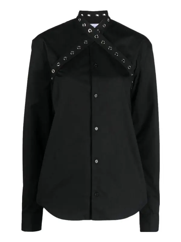 Off-White Buttoned Long-sleeved Shirt With Logo Detail - Black