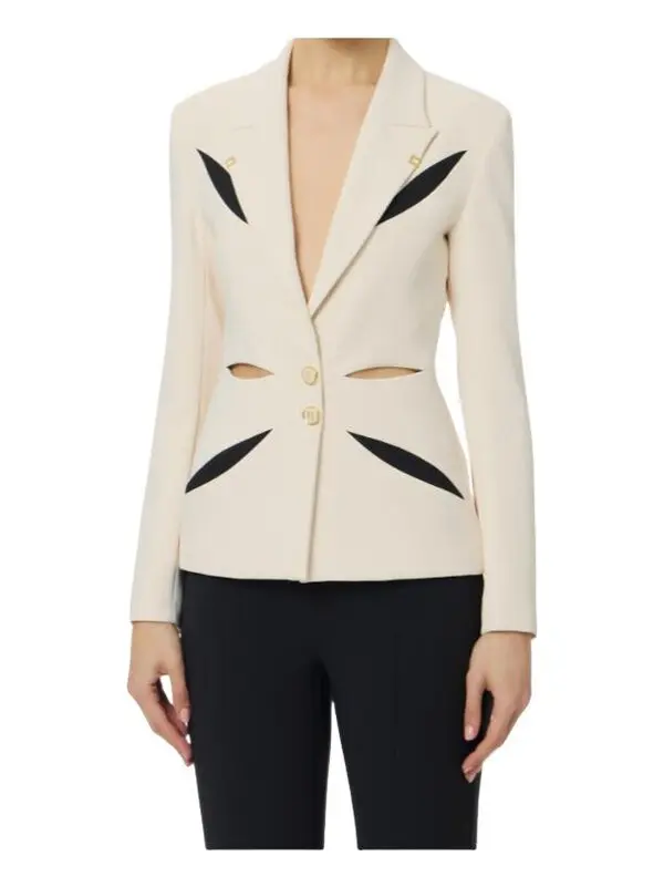 Elisabetta Franchi Cut-out Detailed Blazer - Burro/nero