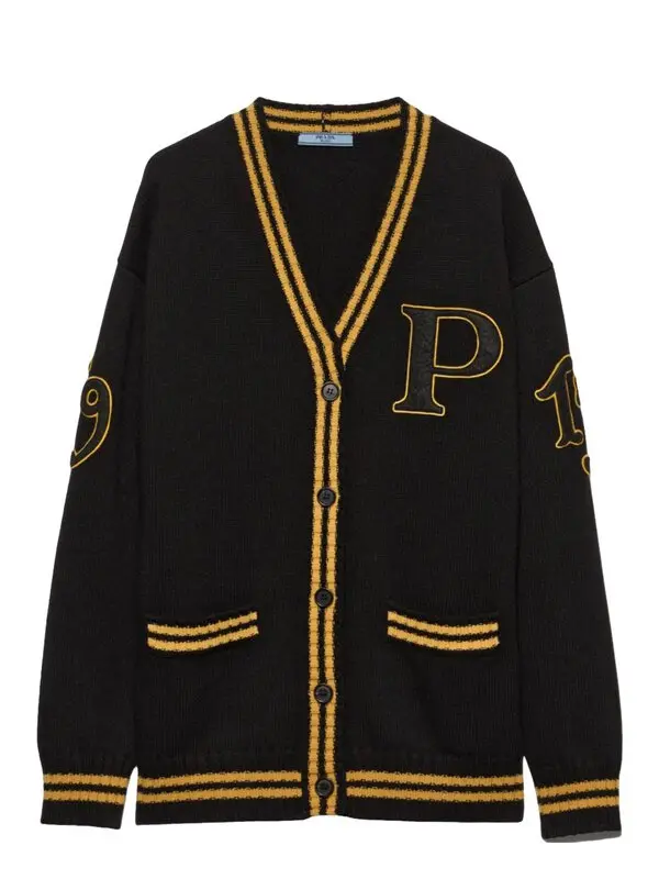 Prada Logo Appliqué Button-up Cardigan - Black