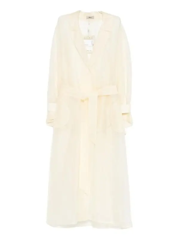 Herno Long Casual Jacket With Tie Waist - White