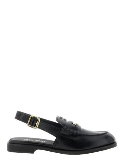 Miu Miu Metallic Graphic Loafers - Black