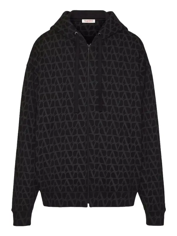 Valentino Garavani Toile Iconographe Zip-up Hoodie - Black