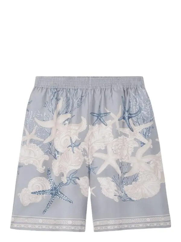 Versace Barocco Sea Printed Elasticated Waistband Shorts - Blue  Print