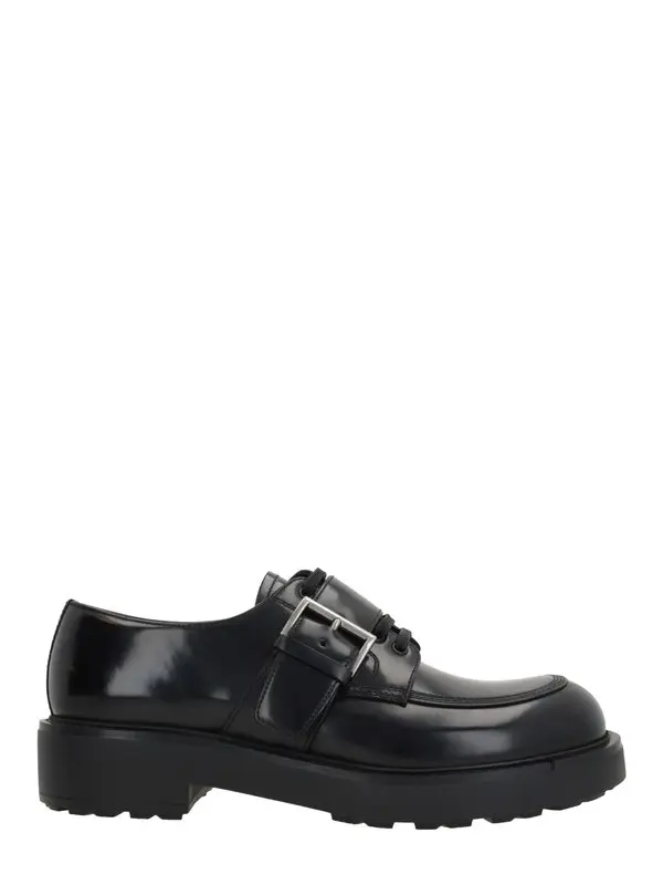 Prada Buckled Derby Shoes - Black