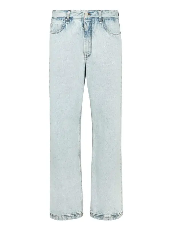 Fendi Logo Patch Straight-leg Jeans - Light Blue