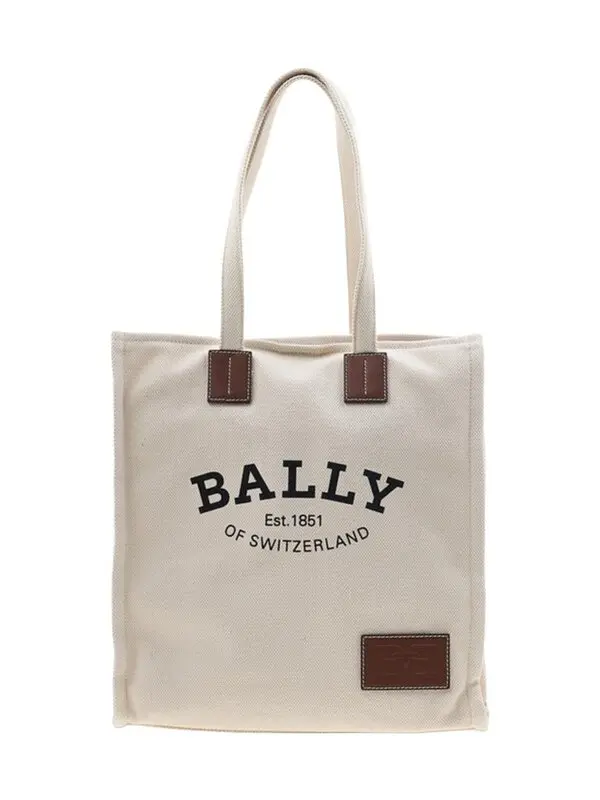 Bally Logo Canvas Tote Bag - Nude