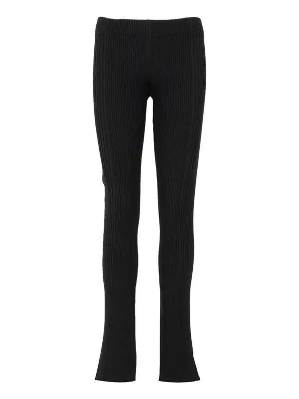 BARROW Low-rise Ribbed Flared Trousers - Black