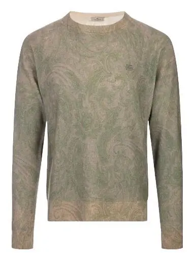 Etro Paisley Intarsia-knit Crewneck Jumper - Gray