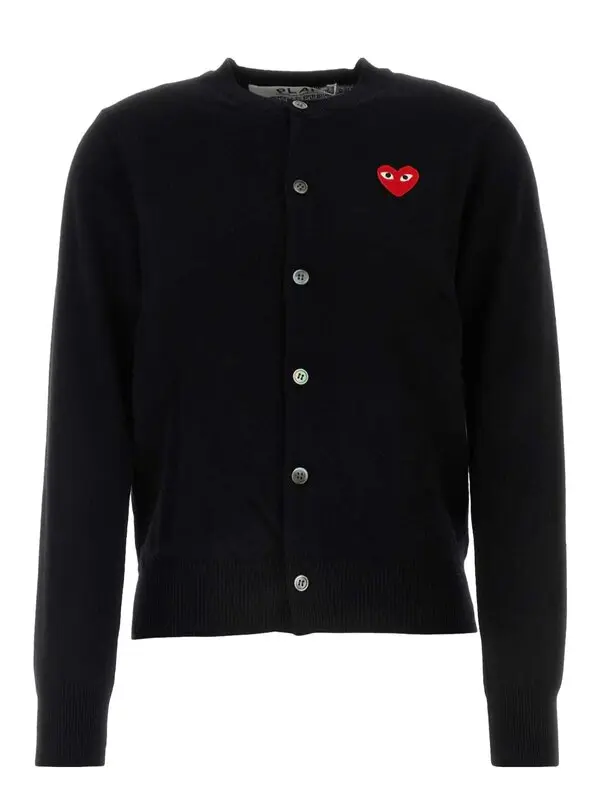 Play Comme Des Garcon Wool Cardigan - Black
