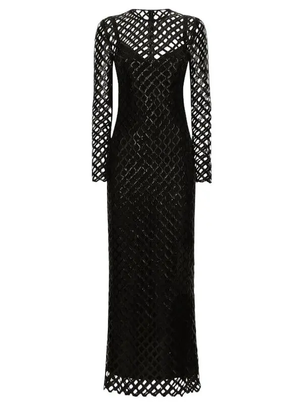 Dolce & Gabbana Sequin Embellished Mesh Gown - Black