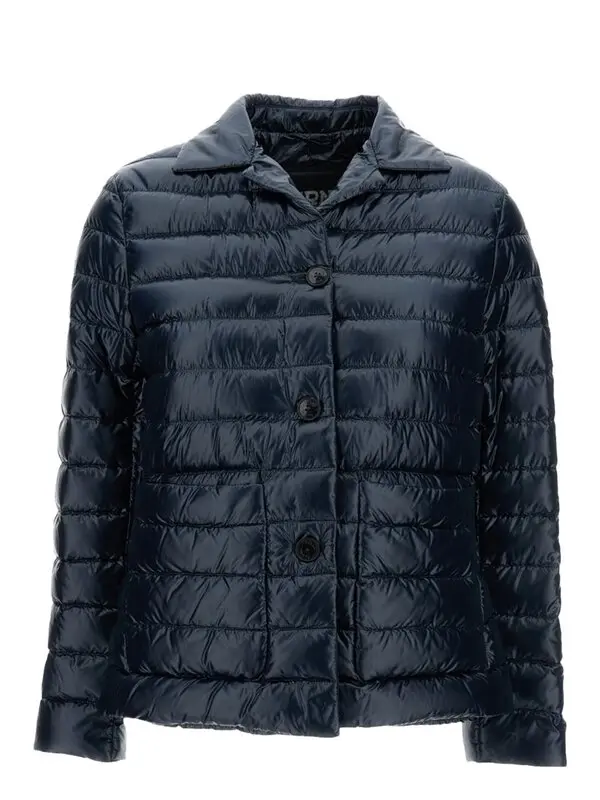 Herno Quilted Down Jacket With Pointed Collar - Black