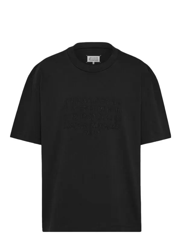 MAISON MARGIELA Logo Embroidered Straight Hem T-shirt - Black
