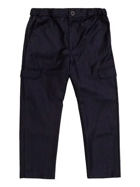 Bonpoint Striped Elasticated Waistband Cargo Pants - Black