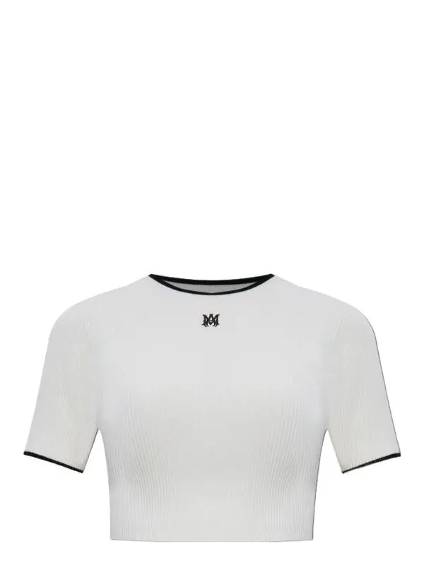 Amiri Cropped Ribbed T-shirt - White