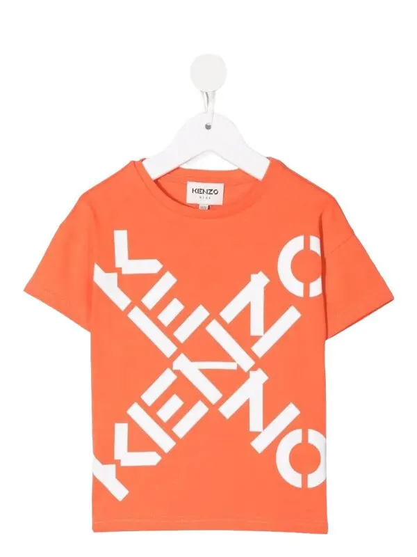 Kenzo Round Neck Logo Print T-shirt - Orange