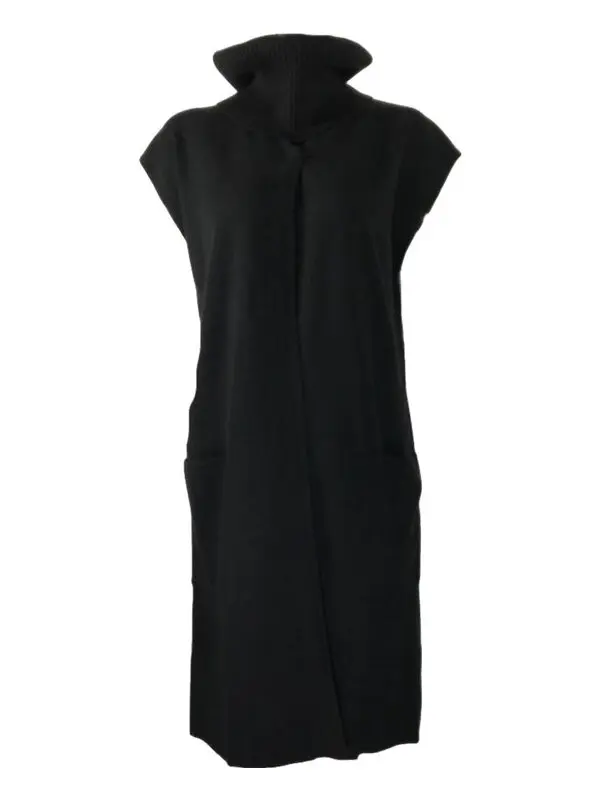 Max Mara Sleeveless High Collar Knitted Cardigan - Black
