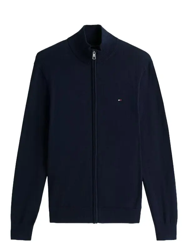 Tommy Hilfiger Mock Neck Zip Cardigan - Navy Blue