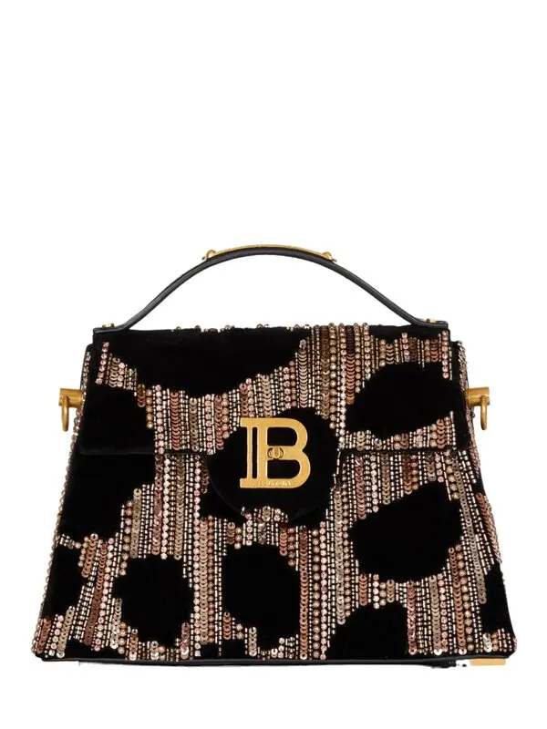 Balmain Embellished Velvet B-buzz Dynasty Bag - Black