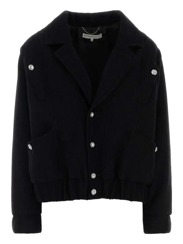 Alessandra Rich Tweed Boucle Oversized Bomber Jacket - Black