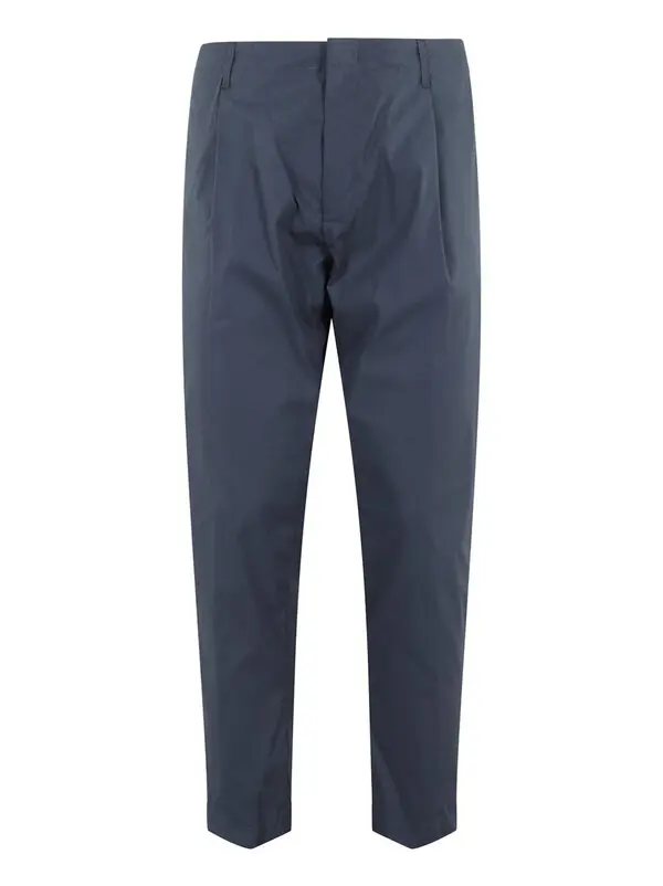 DONDUP Slim Cropped Pants With Pleats - Dark Blue