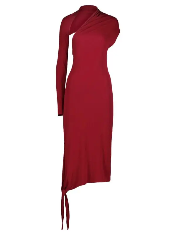 COURREGES Long Slash Crepe Dress - Red