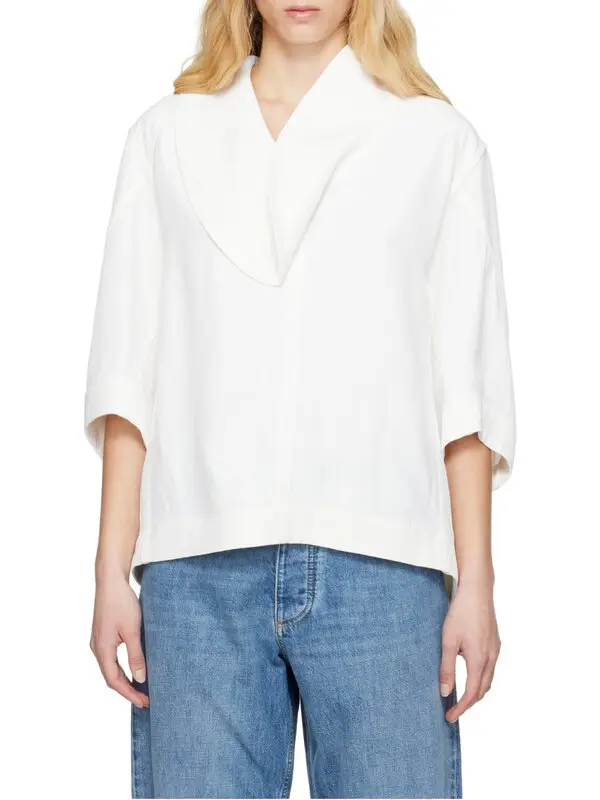 Bottega Veneta Asymmetrical 3/4 Sleeve Shirt - White