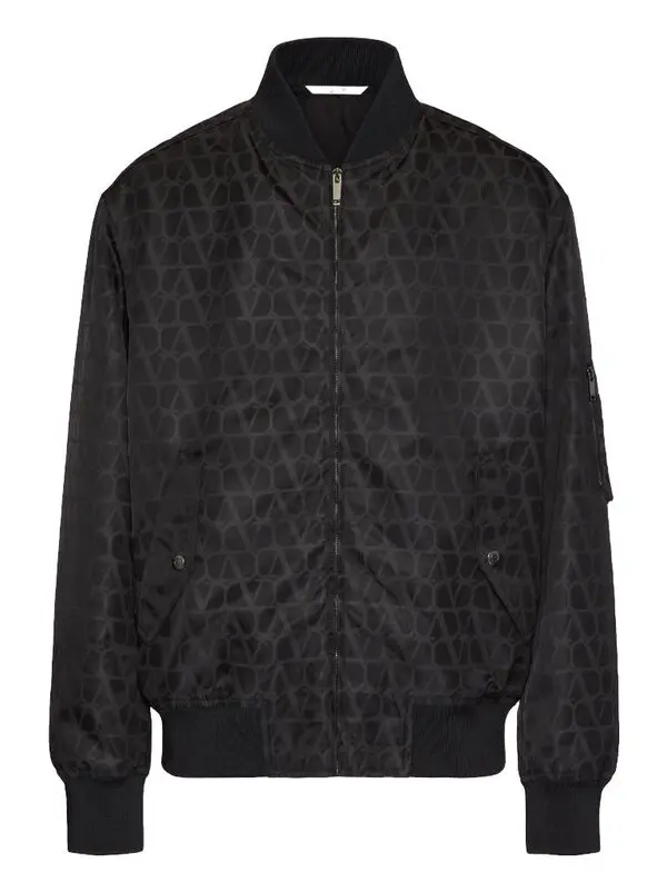 Valentino Garavani Nylon Bomber Jacket With Toile Iconographe Print - Black