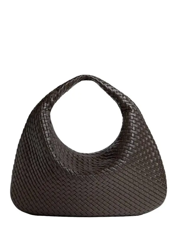 Bottega Veneta Maxi Veneta Intrecciato Leather Hobo Bag - Chocolate Brown