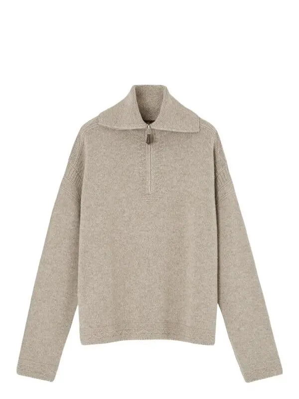 Loro Piana Carezza Quarter Zip Sweater - Beige