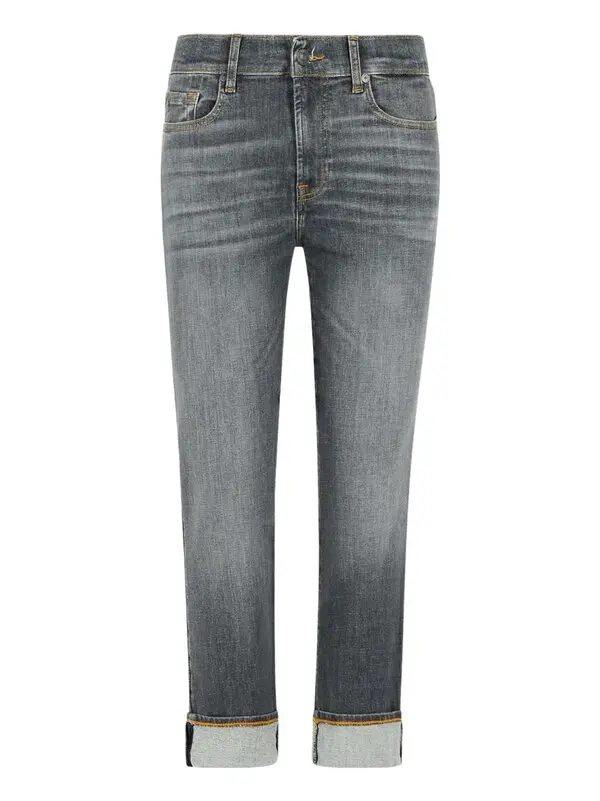 7 For All Mankind Relaxed Skinny Grey Cotton Jeans - Gray
